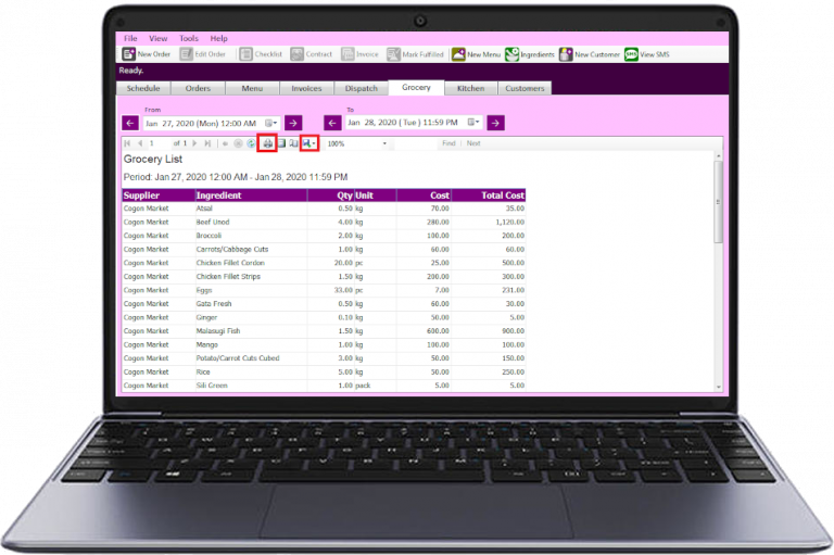 Best Catering Software - Catering Invoice Software Grocery List Generator